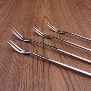 6-Piece 10.23inch Stainless Steel Long Handles Pickle Forks, Extra Long Handle Cocktail Fork for Fruit Meat Fork Stirring Tool Flatware Set