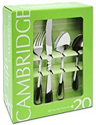 cambridge silversmiths 20 pc flatware set, allure mirror