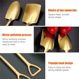 10PCS Gold Shovel Shape Spoons, Stainless Steel Tea Spoon Coffee Spoon Dessert Spoon, Mini Cute Mixing Spoon Sugar Spoon Cake Spoon Ice Cream Spoon, Small Gift Tea Set Tableware