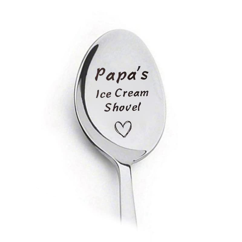 Grandpa Christmas Gifts from Grandson Granddaughter to Papa Ice Cream Spoon Gifts for Grandfather Birthday Gifts for Father Dad Gifts from Son Daughter