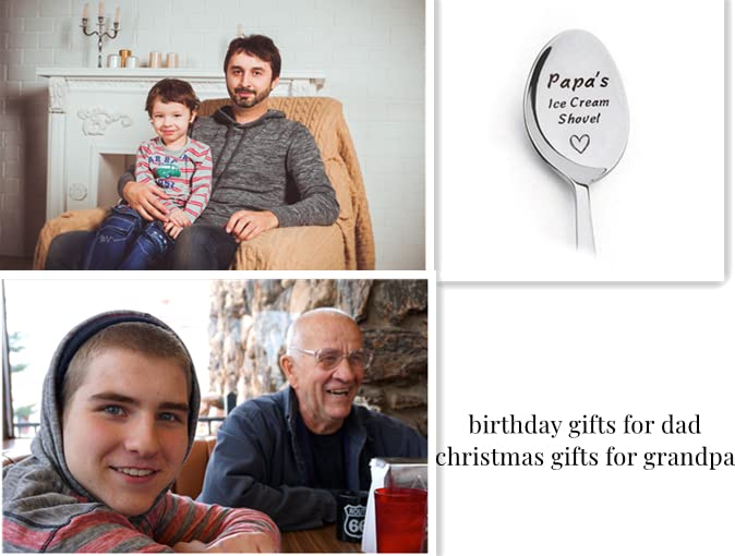 Grandpa Christmas Gifts from Grandson Granddaughter to Papa Ice Cream Spoon Gifts for Grandfather Birthday Gifts for Father Dad Gifts from Son Daughter