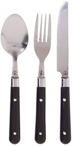 coleman stainless steel flatware set with plastic handles, 12-piece , black