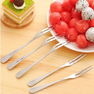 Hosybal Crab Stainless Steel Forks,Escargot Forks 2 Prong Tasting Appetizer Forks Portable Cocktail Salad Fruit Forks Small Appetizer Demitasse Spoons Salad Dessert Coffee Cocktail Espresso Flatware