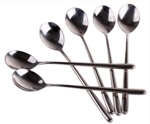 korean stainless steel rice soup iced tea spoon coffee spoon cold drink spoon fruit juice long ice scoop long handle great circle 6pcs