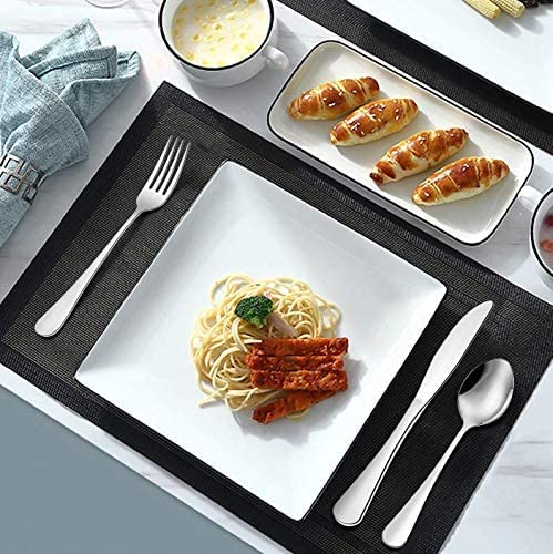 Rustproof Flatware Set for 5 Stainless Steel Flatware Cutlery 15 Pcs Silverware Dinner Knife Forks and Spoons Dinning Silver Tableware Eating Utensils for Home and Restaurant Lunch Dinner