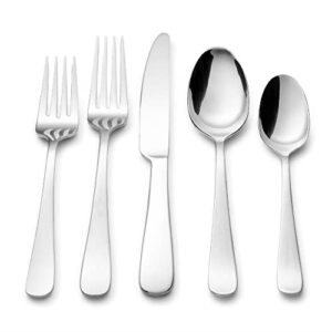 kitchinox alton bay satin 20-piece stainless steel silverware set, flatware service for 4