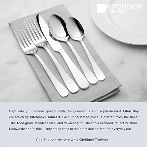 Kitchinox Alton Bay Satin 20-piece Stainless Steel Silverware Set, Flatware Service for 4