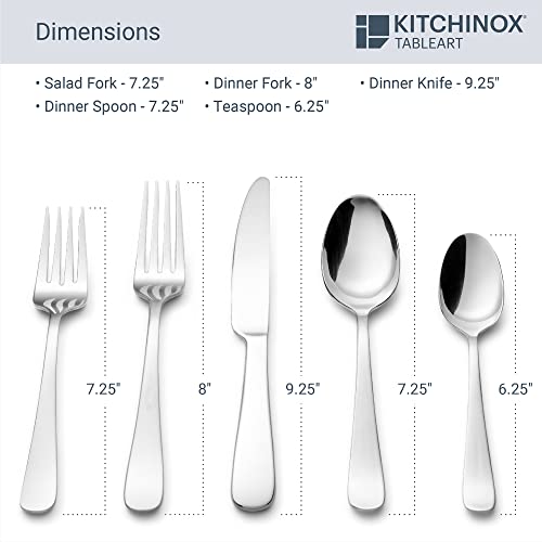 Kitchinox Alton Bay Satin 20-piece Stainless Steel Silverware Set, Flatware Service for 4