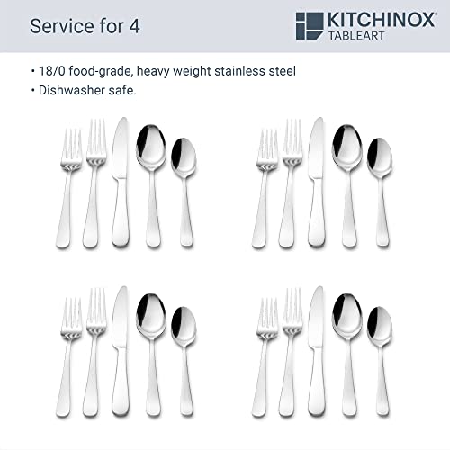 Kitchinox Alton Bay Satin 20-piece Stainless Steel Silverware Set, Flatware Service for 4