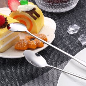 HornTide 6-Piece Mixing Spoon Set 10-Inch 26cm Long Handle Spoons for Ice Cream Cold Drink Fruit Juice Cocktail Stirring and More - Stainless Steel Mirror Polishing