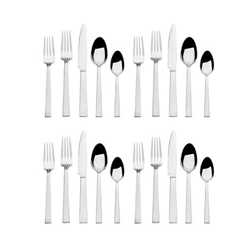 Mikasa Pinch Forged Stainless Steel 20 Piece Flatware Set, Service For 4