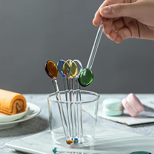 GULELAYAR 5 Pieces Glass Spoons for Coffee Teaspoons Glass Stirring Spoon Rod 5.9 inch Coffee Stirrers Ice Tea Spoon Glass Mixing Spoon for Tea SugarHome Bar Party