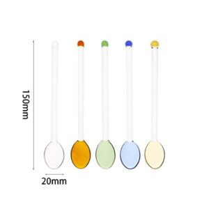 GULELAYAR 5 Pieces Glass Spoons for Coffee Teaspoons Glass Stirring Spoon Rod 5.9 inch Coffee Stirrers Ice Tea Spoon Glass Mixing Spoon for Tea SugarHome Bar Party