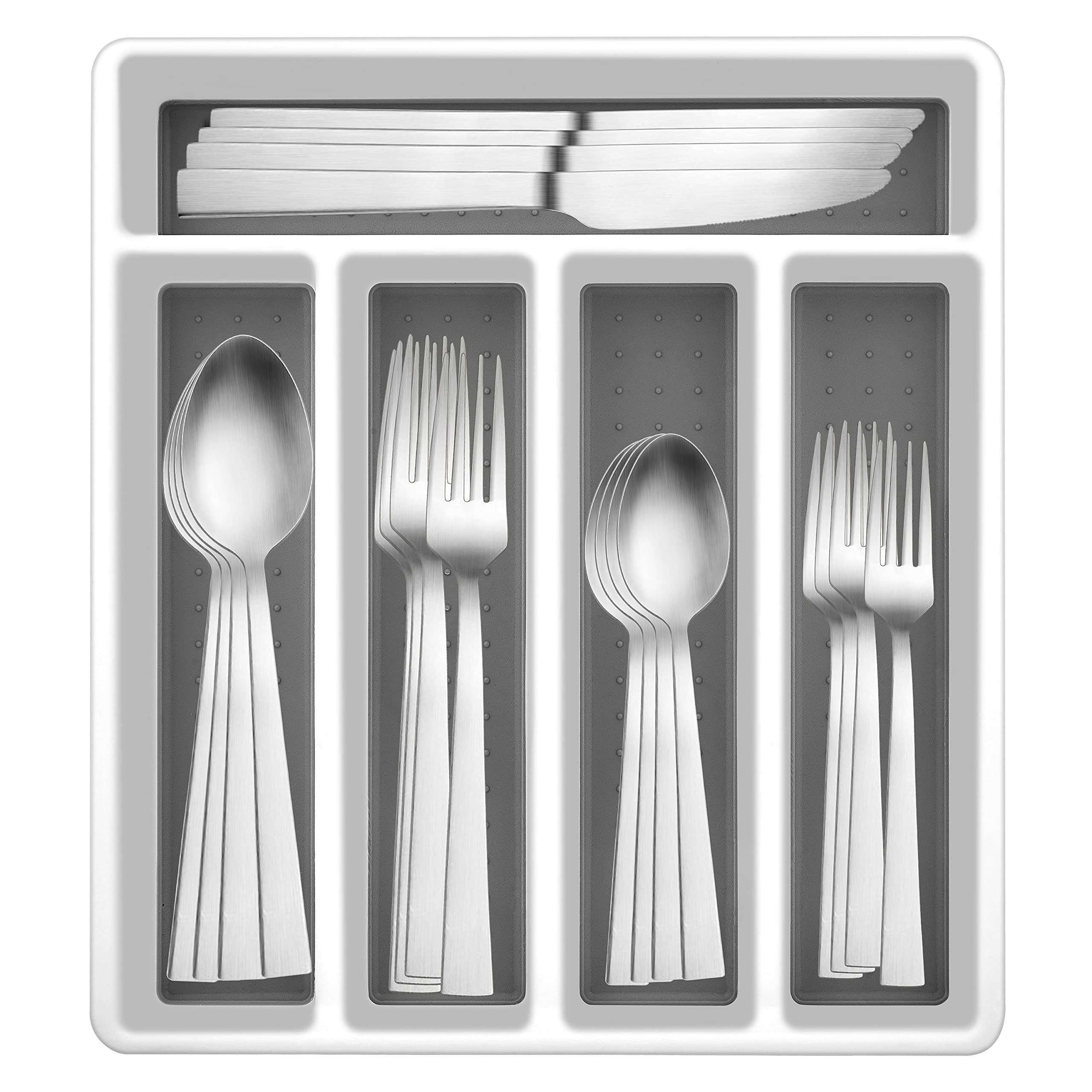 Homikit 40 Pieces Silverware Set with Tray, Stainless Steel Matte Flatware for 8, Fancy Metal Cutlery Satin Finish, Nice Modern Eating Utensils Tableware for Home Kitchen Restaurant, Dishwasher Safe