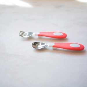 Dr. Brown’s Designed to Nourish Soft-Grip Spoon and Fork Set, Coral & Teal, 4-Pack