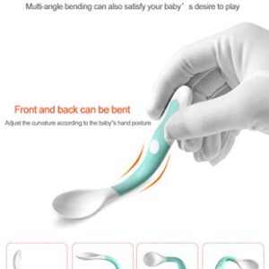 Qshare Baby Utensils Spoons with Travel Safe Case, Toddlers Feeding Training Spoon with Easy Grip and Bendable Function, Perfect Self Feeding Learning Spoons…