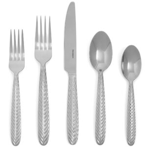 portmeirion botanic garden flatware set service for 4 | utensil sets - dishwasher safe | silverware sets - 18/10 stainless steel | cutlery set with triple leaf detailing | 20 piece set