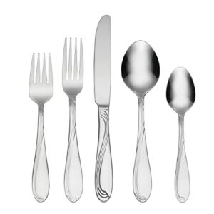 oneida cresta 90 piece everyday flatware set, 9.40 lb, metallic