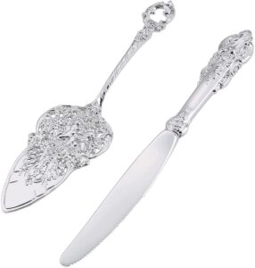 singring cake knife and server set wedding cake serving set zinc alloy cake knife shovel silver plated set birthday cake cutter