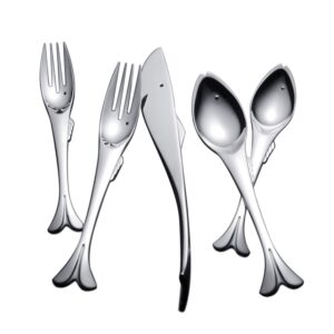 yamazaki tw-00 gone fishin' 5-piece placesetting,silver