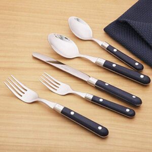 20-piece navy blue stainless steel flatware set metal