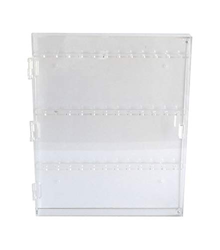 DisplayGifts All Clear Acrylic Spoon Display Case Rack to Hold 36 Souvenir or Tea Spoons Wall Mount Spoon Rack Cabinet with Door for Protection