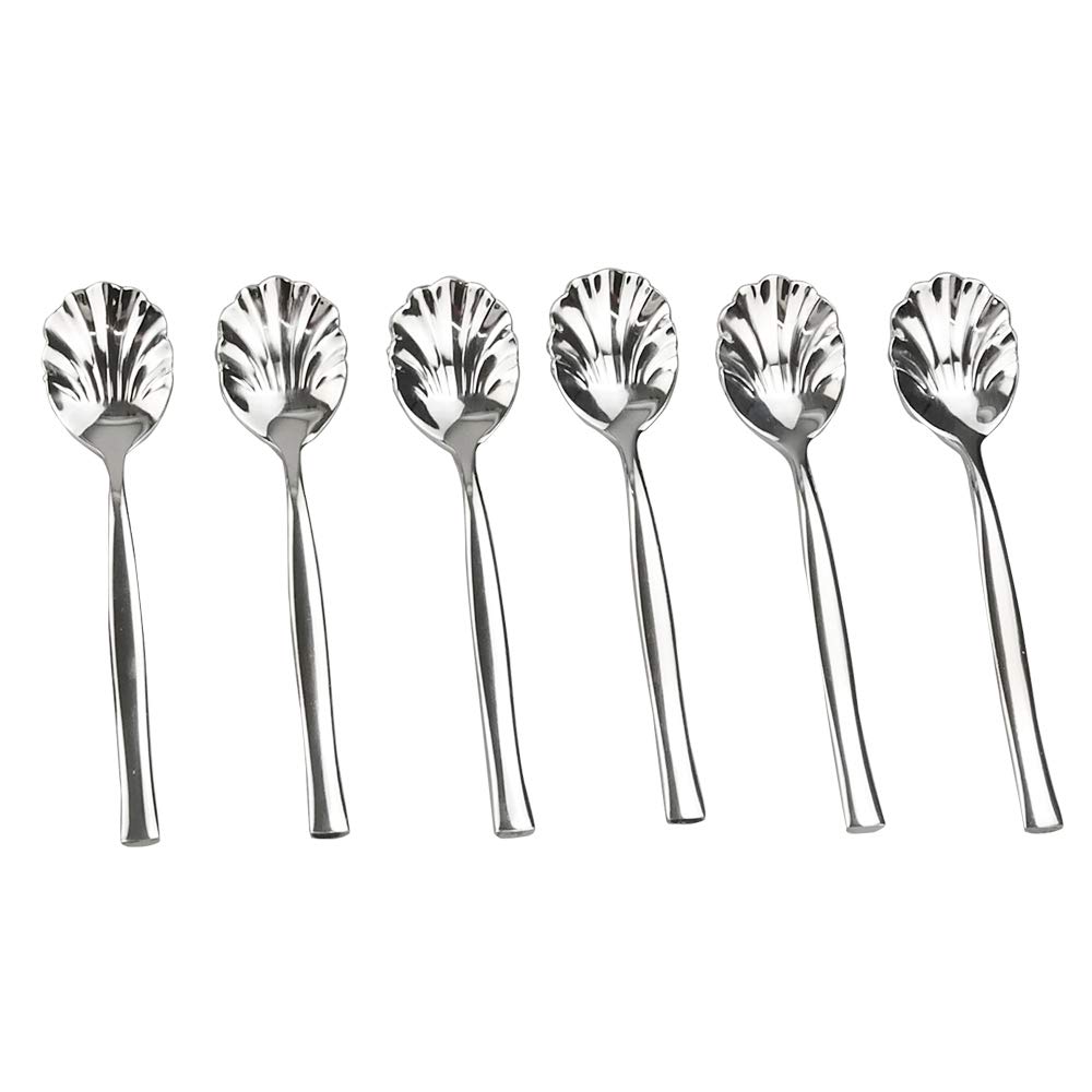 Idomy 12-Piece Stainless Steel Shell Shape Sugar Spoon