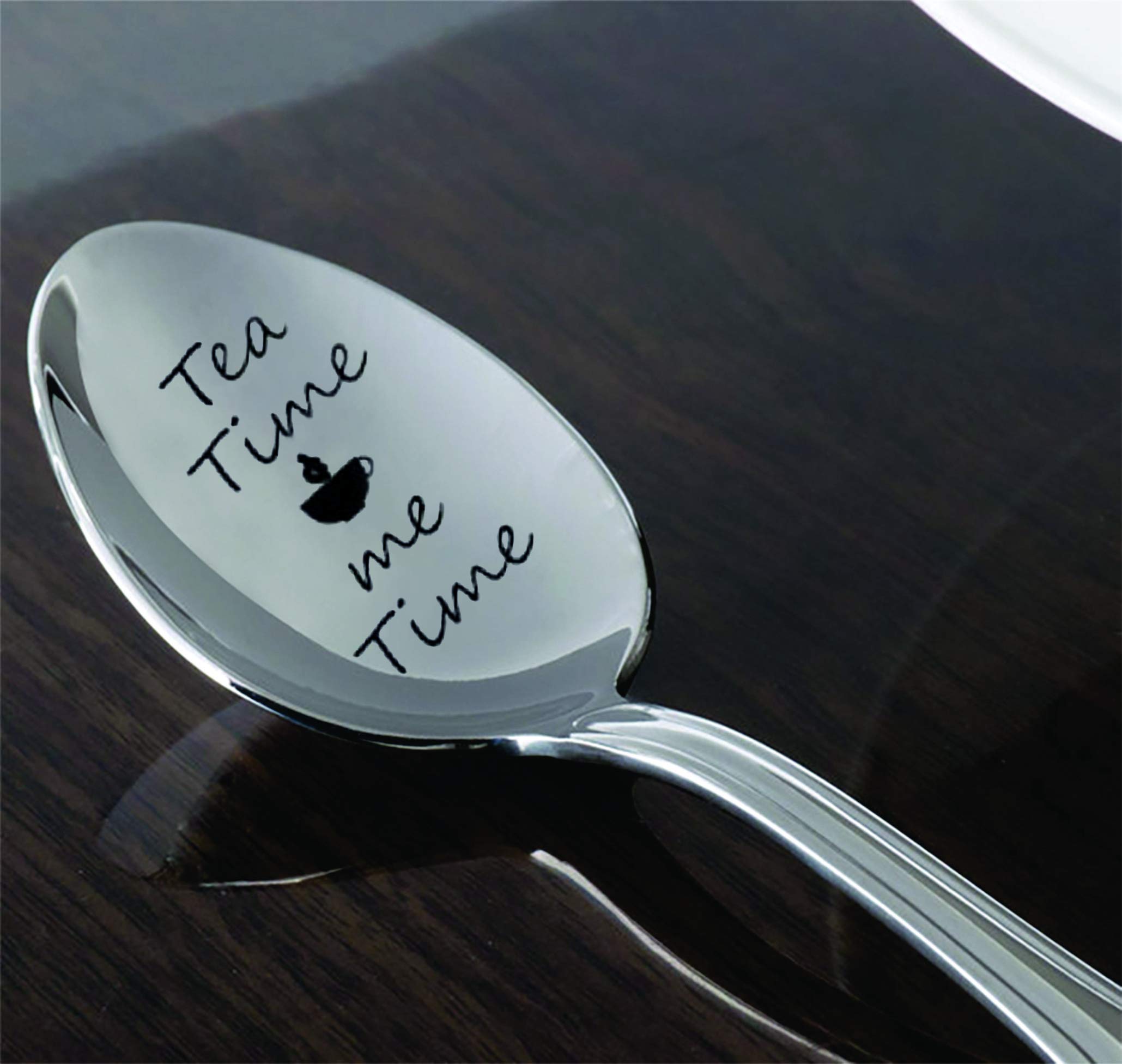 Boston Creative Company Tea Time Me Time -Engraved Spoon - Tea Lover Gift Coffee Spoon - Stamped Custom Spoon