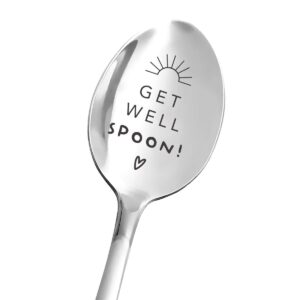 aakihi get well spoon - get well gifts for women men - best recovery gift - funny food/dessert/tea spoon engraved stainless steel - encouragement gifts for women men teenage best friends christmas