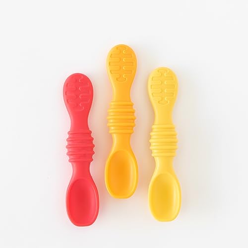 Bumkins Baby Bowl, Silicone Feeding Set with Suction for Baby and Toddler, Includes 4 Spoons and Lid, First Feeding Set, Training Essentials for Baby Led Weaning for Babies 4 Months Up, Pineapple