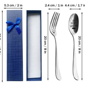 HSSPIRITZ 2 Pieces Joey Doesn't Share Food Funny Engraved Stainless Spoon Fork Set,Friends Tv Show Merchandise,Kitchen Dinner Spoop and Fork for Women, Men, Friends, Sister Birthday Christmas Gifts