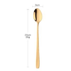 YDware Long Handle Ice Tea Spoons, 7.87 Inches Coffee Spoon, 18/10 Stainless Steel Long Spoon, Ice Cream Spoon, Cocktail Stirring Spoons, Gold Set of 8 in Pink Gift Box