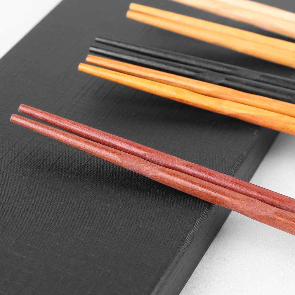 Limoer Chopsticks Reusable Japanese Style 5-Pairs Set of Natural Wood Chopsticks Gift boxwood style 8.86 Inch