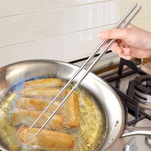 Extra Long 14 Inch Hot Pot Chopsticks,Cooking,Frying,Noodle Chopsticks,Stainless Steel (4 pairs)