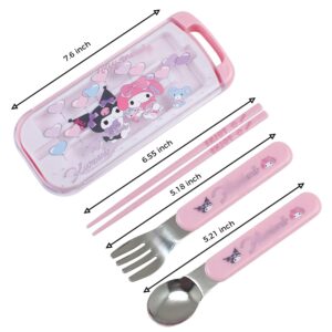 Kitty Cat Fork and Spoon Chopsticks Set, Kitty Cat Travel Stainless steel Reusable Utensils Silverware with Case, Kitty Cat Travel Camping Cutlery Set (FS Me&Ku)