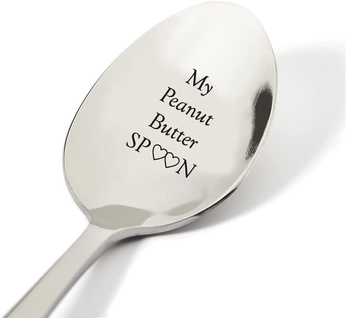 TyM My peanut butter spoon Engraved Stainless Steel spoon for coffee tea cereal ice cream - Engraved gift for him/her - 7 inch Sturdy handle and food safe engraving