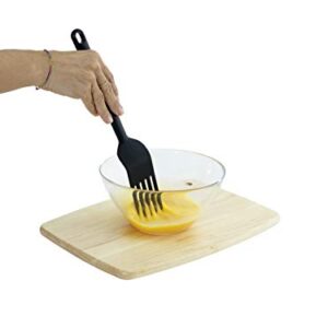 Kuhn Rikon Silicone Whisking Fork with Angled Tips & Flexible Steel Core, Black