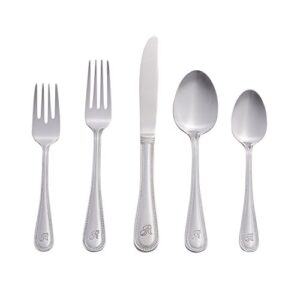 riverridge 10-162 beaded 46 piece monogrammed flatware set, letter r, no size, silver