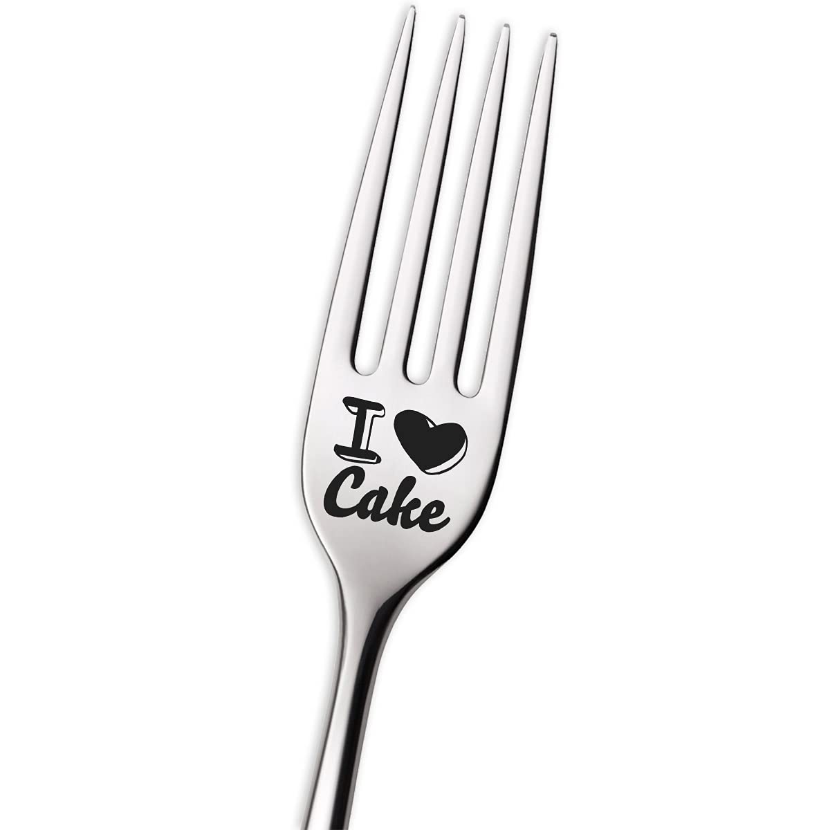 Funny I Love Cake Fork Engraved Stainless Steel for Best Friend Him Her Men Women, Fork Gifts for Women Men Fans Cake Lovers Hostess, Perfect for Birthday/Valentine/Christmas