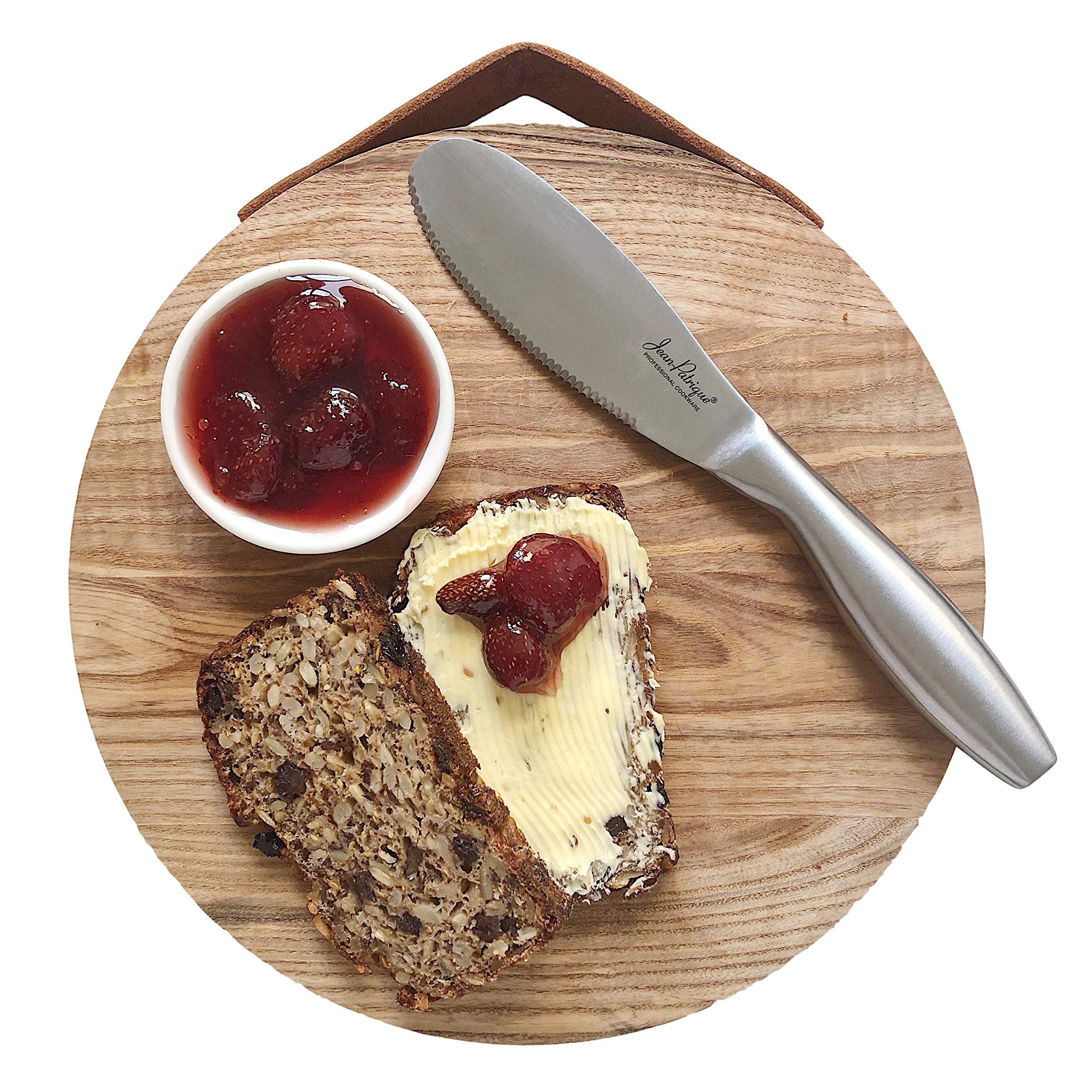 Jean-Patrique Butter Knife and Spreader | A butter knife and spreader with one smooth, rounded edge for spreading and one serrated edge for slicing fresh ingredients | From