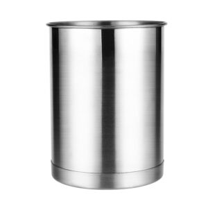 STANFORD Stainless Steel Utensil Holder, 5inch Wide 6.6inch Tall Metal Utensil Holder with Heavy Base, Stable Utensil Crock for Countertop, Silver