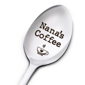 nana's coffee spoon gifts, mother’s day birthday thanksgiving christmas gifts for best nana ever, grandma grandmother gifts from granddaughter grandson grandchildren, engraved stainless steel spoon