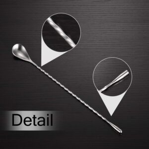 Stainless Steel Bar Spoon,Mixing Spoon for Drink,Spiral Long Handle Cocktail Spoon for Tall Cups Pitchers,12 Inch Cocktail Stirrers Bartender Tools.(2 Pieces)