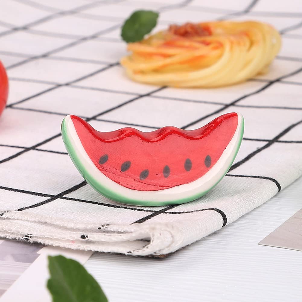 4Pcs Cute Tomato Watermelon Ceramic Chopstick Holder Creative Fruit Chopstick Rest Rack Stand Utensil Holder for Chopsticks Forks Spoons Table Decor, Red