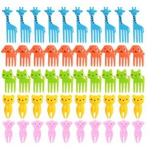 cabilock 50pcs kids fruit forks animal food forks plastic cocktail dessert forks mini bento pick set for party restaurant cafe seafood cocktail cake dessert pastry party supply random color