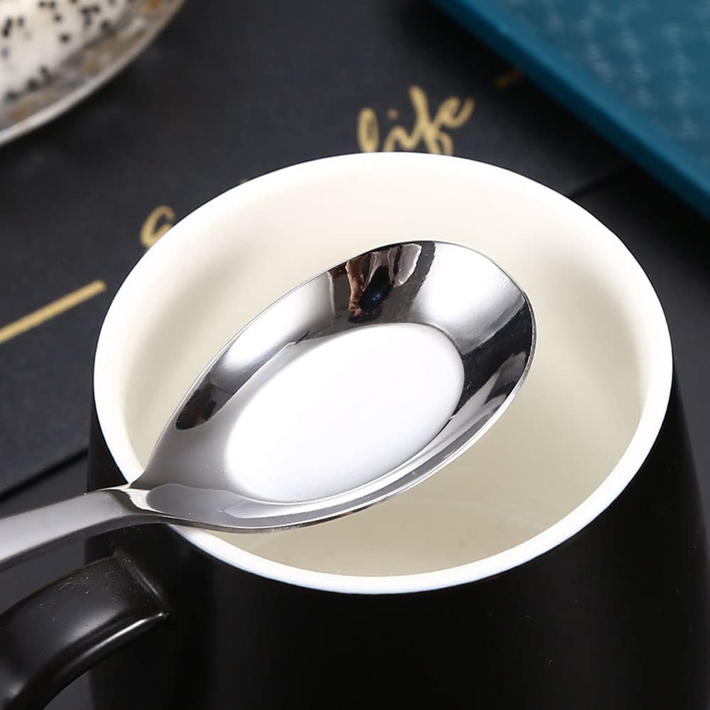 5 PCS Soup Spoon,Stainless Steel Spoon, Mirror Finish Spoons,Kitchen Serving Spoons ,Dessert Spoon,Coffee spoon，Ice Cream Spoons for Soup Rice Tea Milk Coffee Dessert（Golden）