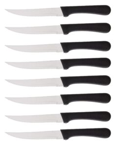 steak knives serrated set, restaurant quality, stainless steel, 4.25-inch, pointed tip (8)