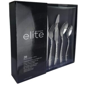 gibson elite ambassador stainless steel flatware set, service for 4 (20pcs)