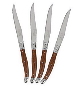 french home laguiole steak knives, set of 4 (wood grain)