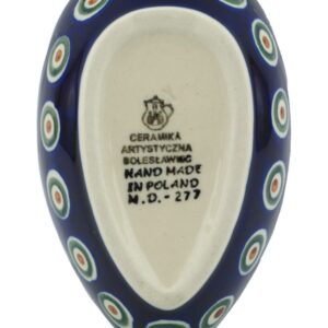 Polish Pottery Spoon Rest 5-inch made by Ceramika Artystyczna (Peacock Leaves Theme)